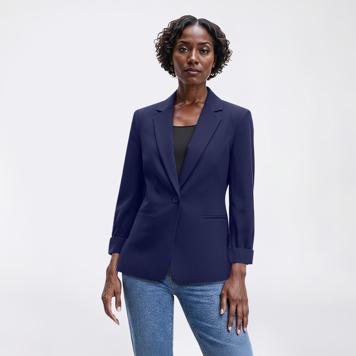 Click here for Womens Anne Klein One Button Notch Collar Blazer prices